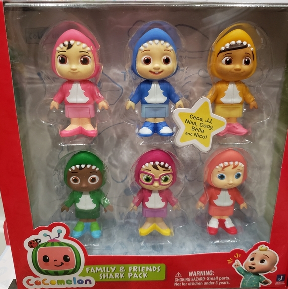 Jazwares | Toys | Cocomelon Family And Friends Shark Pack Of 6 35 Each ...